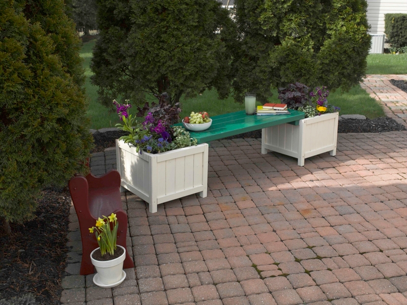 White Plastic Bench Planter